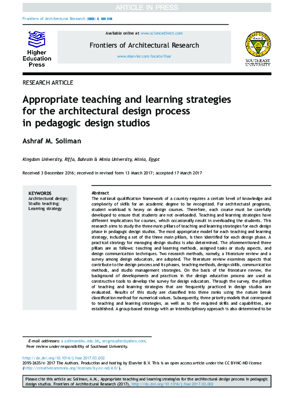 (PDF) Appropriate teaching and learning strategies for the ...