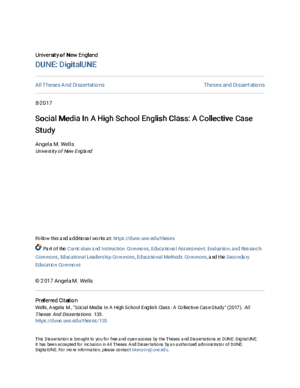 (PDF) Social Media In A High School English Class: A Collective Case Study