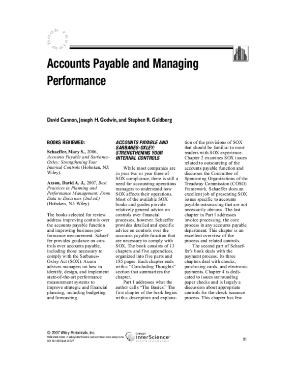 (PDF) Accounts payable and managing performance