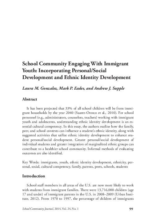 (PDF) School Community Engaging with Immigrant Youth: Incorporating ...