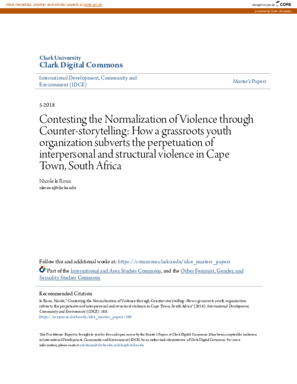 (PDF) Contesting the Normalization of Violence through Counter ...