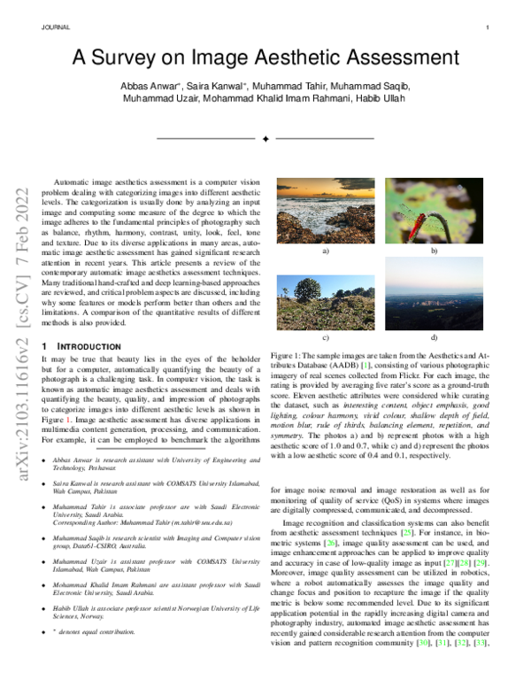 (PDF) A Survey on Image Aesthetic Assessment