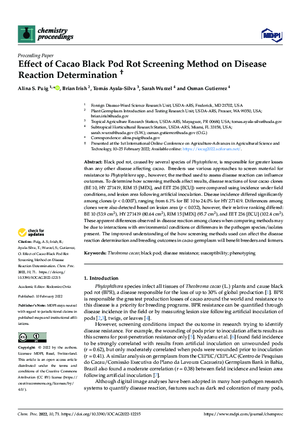 (PDF) Effect of Cacao Black Pod Rot Screening Method on Disease ...