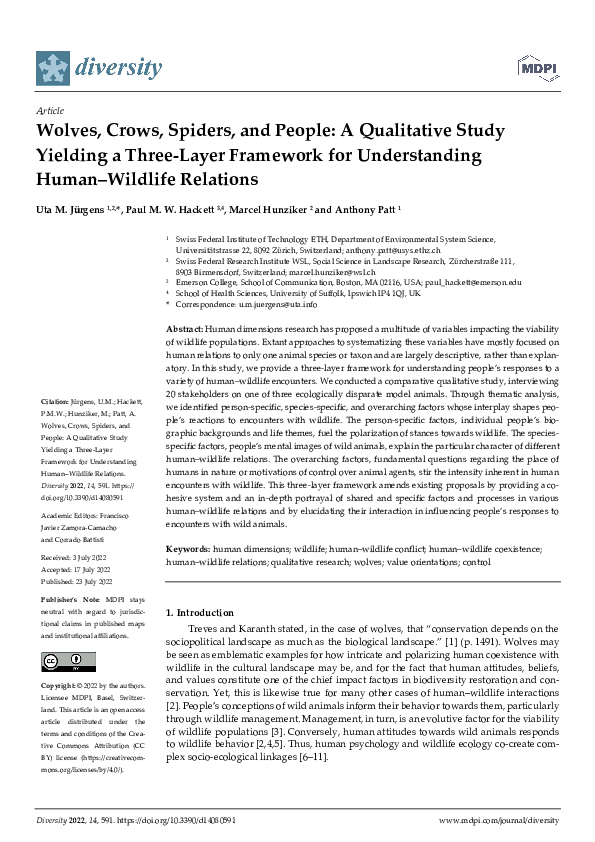 (PDF) Wolves, Crows, Spiders, and People: A Qualitative Study Yielding ...