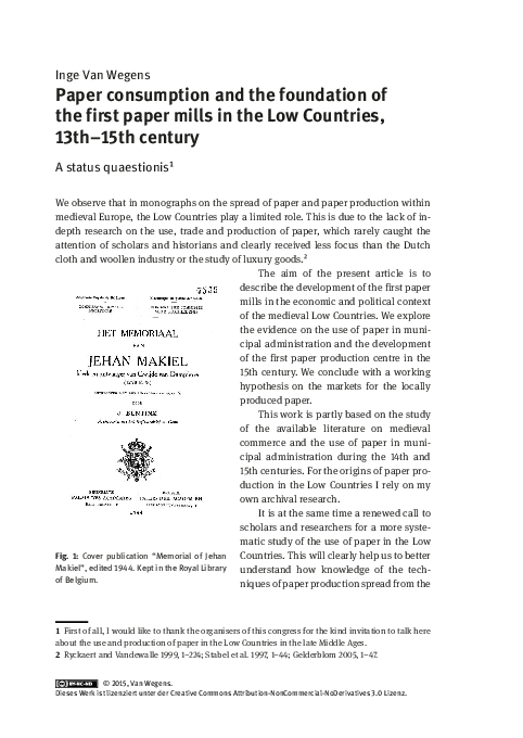 (PDF) Paper consumption and the foundation of the first paper mills in ...