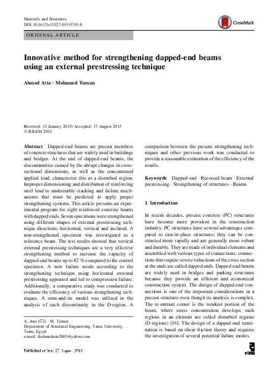 (PDF) Innovative method for strengthening dapped-end beams using an ...