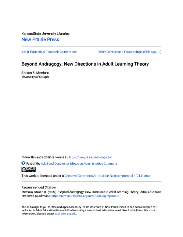 (PDF) Beyond Andragogy: New Directions in Adult Learning Theory