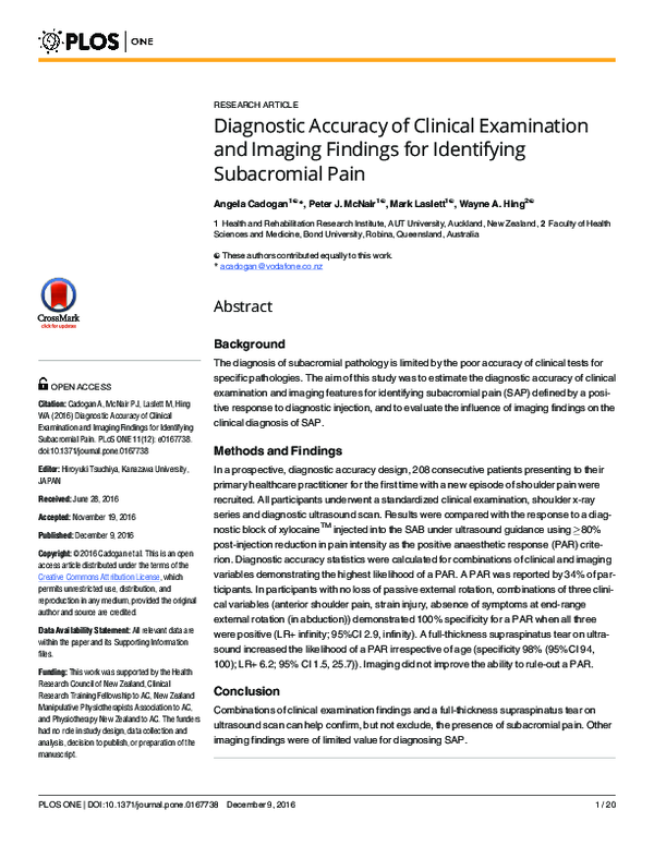 (PDF) Diagnostic Accuracy of Clinical Examination and Imaging Findings ...