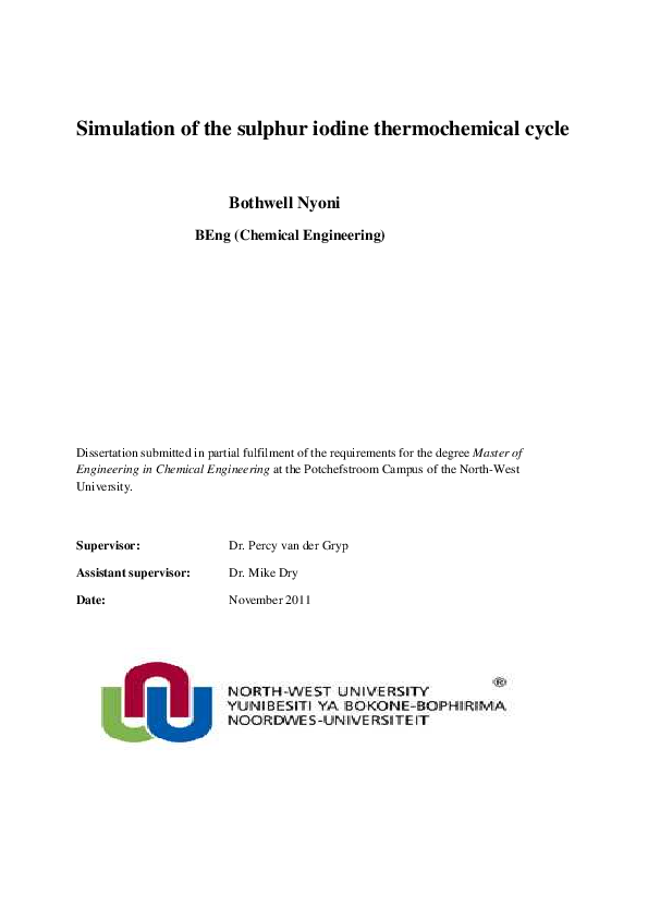 (PDF) Simulation of the sulphur iodine thermochemical cycle