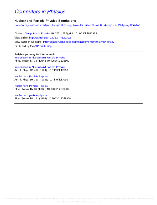 (PDF) Nuclear and Particle Physics Simulations