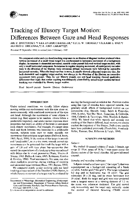 (PDF) Tracking of illusory target motion: Differences between gaze and ...