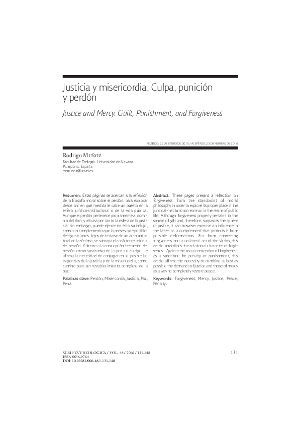 (PDF) Justicia y misericordia. Culpa, punición y perdón