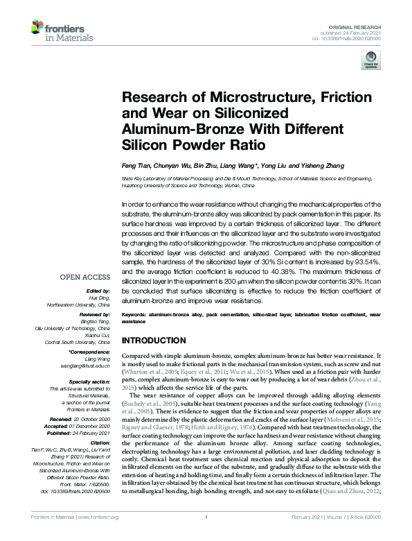 (PDF) Research of Microstructure, Friction and Wear on Siliconized ...