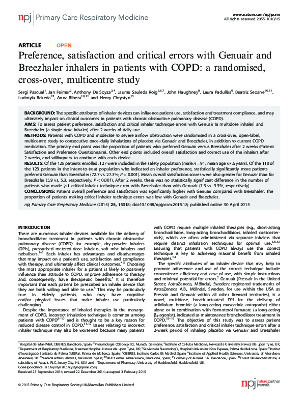 (PDF) Preference, satisfaction and critical errors with Genuair and ...