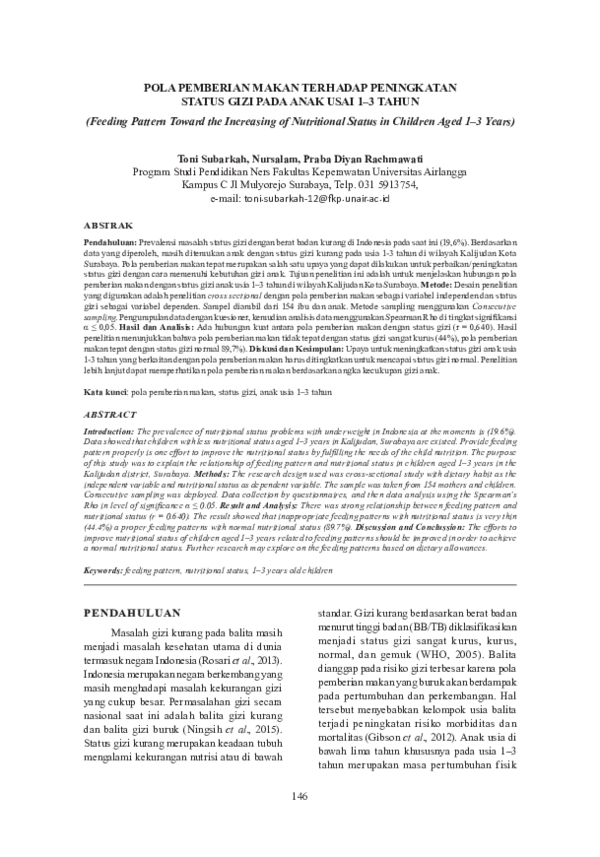 (PDF) Feeding Pattern Toward the Increasing of Nutritional Status in ...