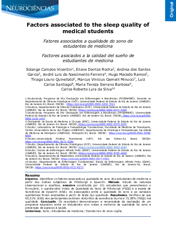(PDF) Factors associated to the sleep quality of medical students