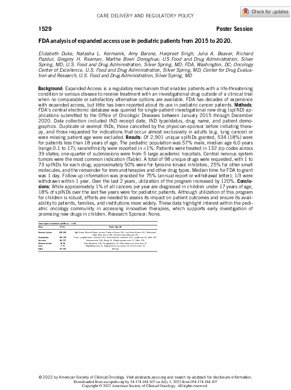 (PDF) FDA analysis of expanded access use in pediatric patients from ...