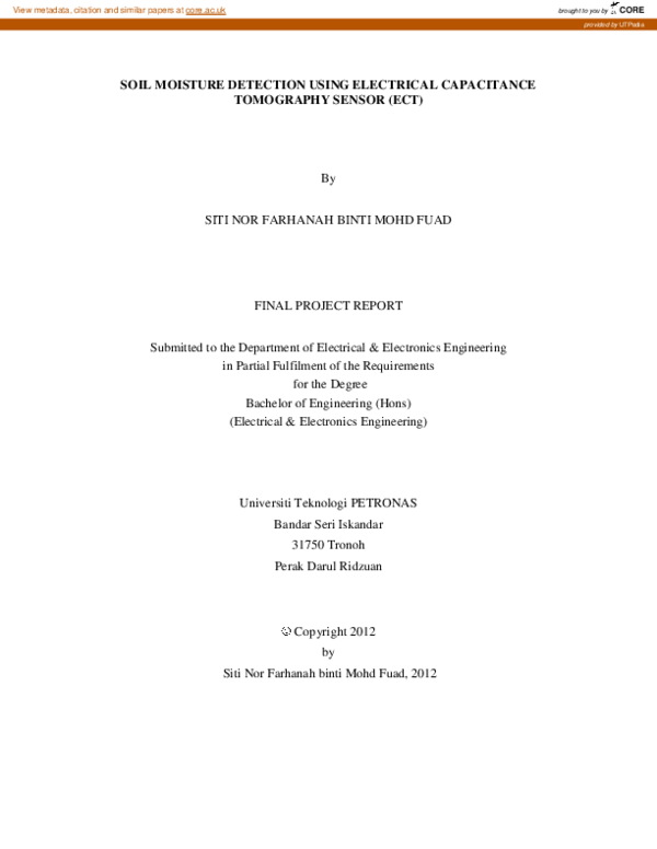 (PDF) Soil Moisture Detection Using Electrical Capacitance Tomography Sensor (Ect) | farhanah ...