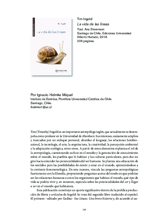 (PDF) La vida de las líneas de Tim Ingold