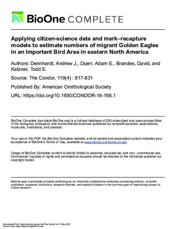 (PDF) Applying citizen-science data and mark–recapture models to estimate numbers of migrant ...