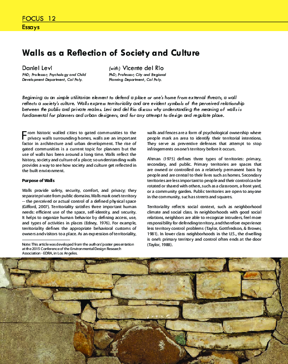(PDF) Walls as a Reflection of Society and Culture