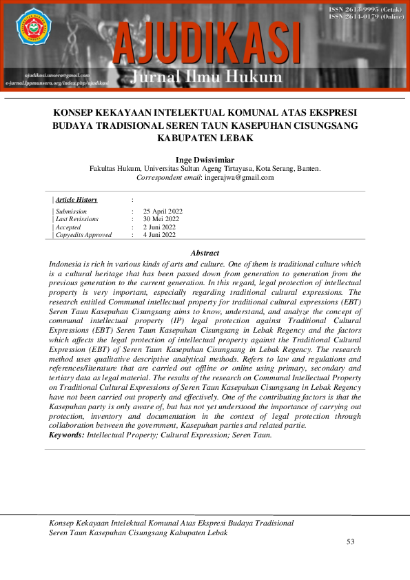 (PDF) Konsep Kekayaan Intelektual Komunal Atas Ekspresi Budaya ...