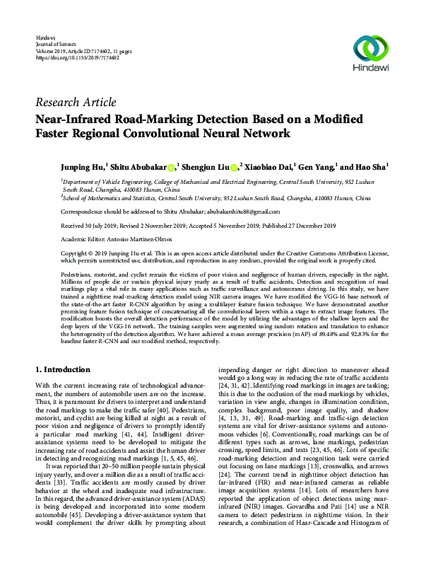 (PDF) Near-Infrared Road-Marking Detection Based on a Modified Faster Regional Convolutional ...