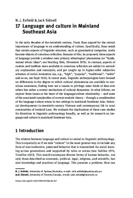 (PDF) Language and culture in Mainland Southeast Asia