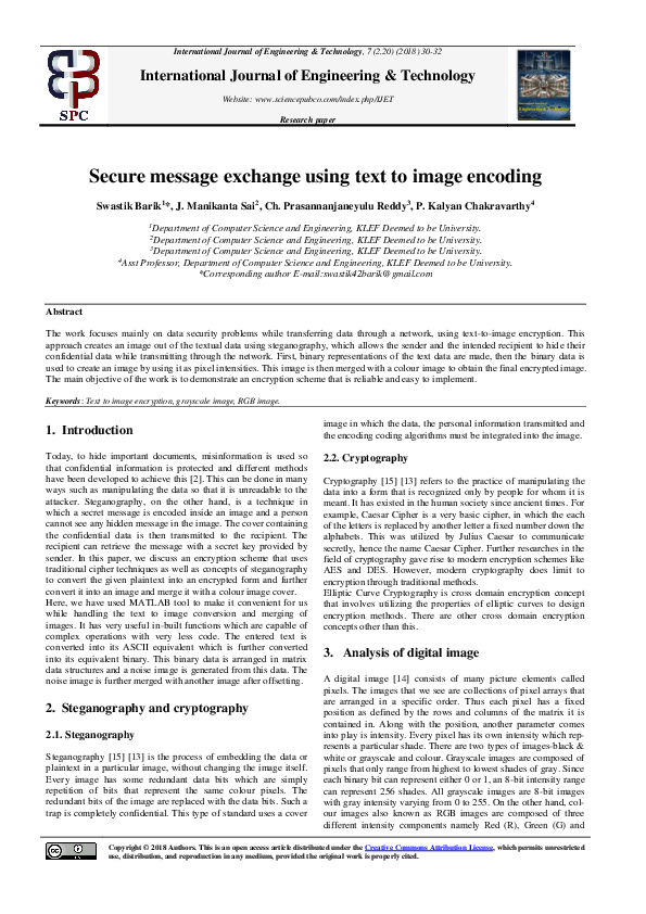 (PDF) Secure message exchange using text to image encoding