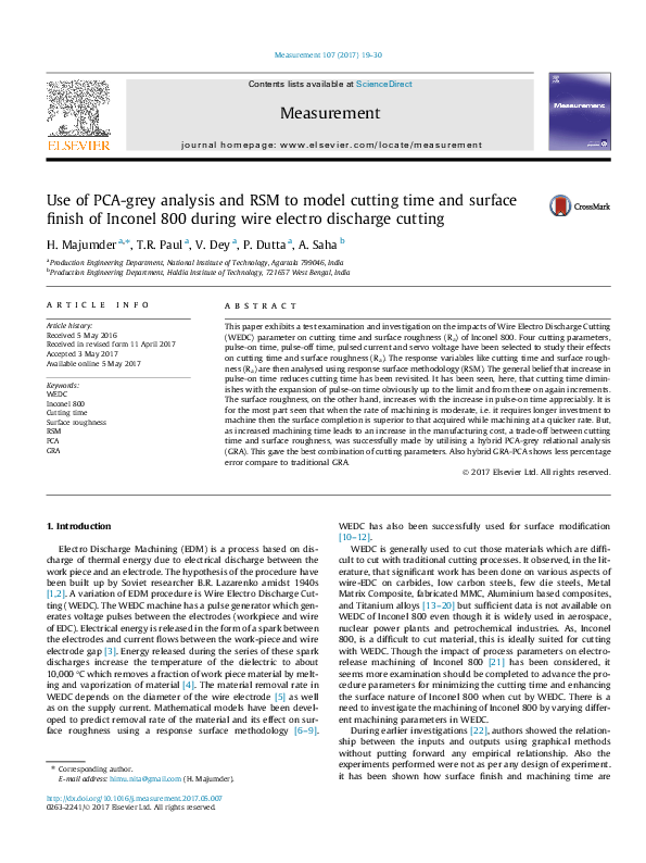 (PDF) Use of PCA-grey analysis and RSM to model cutting time and ...