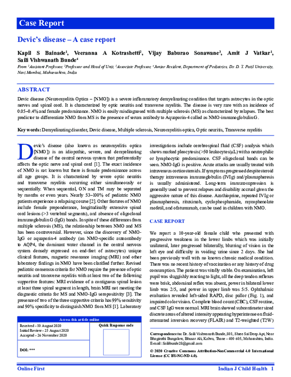 (PDF) Devic’s disease – A case report