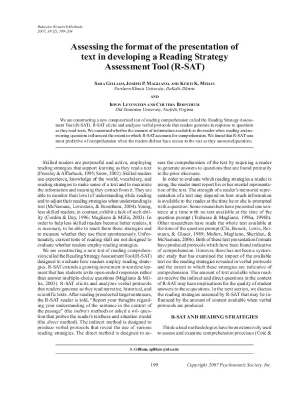 (PDF) Assessing the format of the presentation of text in developing a ...
