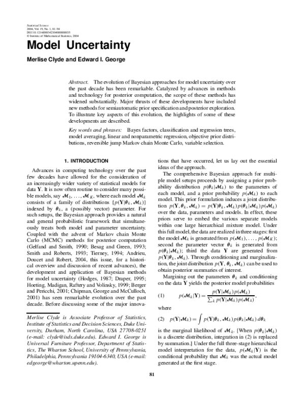 (PDF) Model Uncertainty
