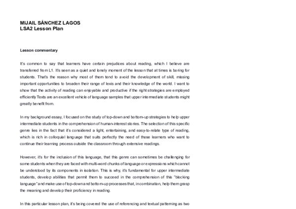 (PDF) LESSON PLAN - BE2: top-down and bottom-up strategies to help ...