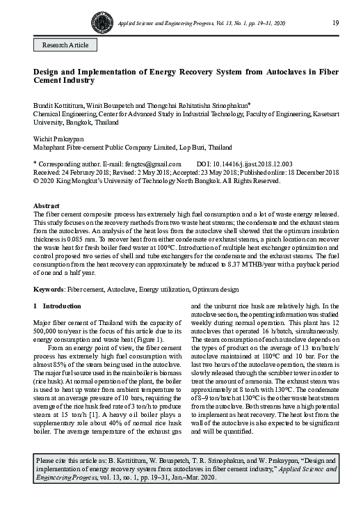 (PDF) Design and Implementation of Energy Recovery System from ...