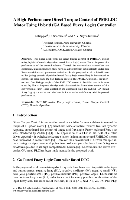 (PDF) A High Performance Direct Torque Control of PMBLDC Motor Using Hybrid (GA Based Fuzzy ...