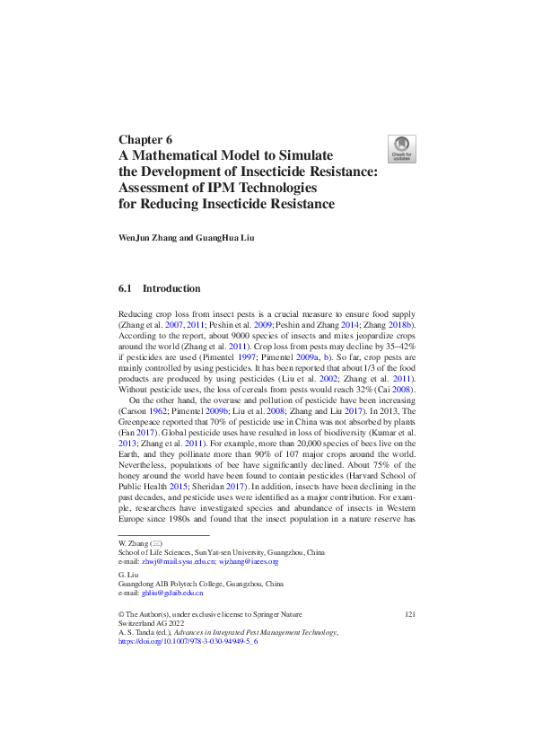 (PDF) A Mathematical Model to Simulate the Development of Insecticide Resistance: Assessment of ...