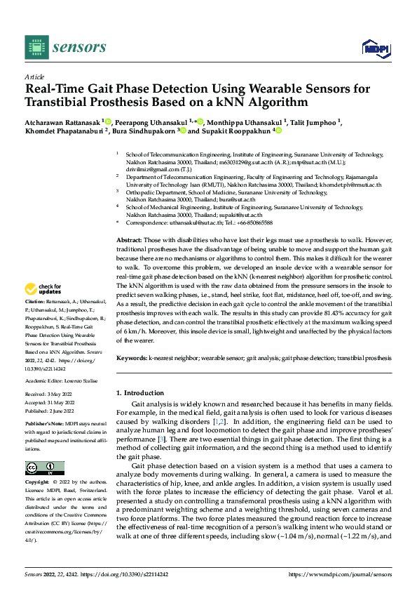 Pdf Real Time Gait Phase Detection Using Wearable Sensors For Transtibial Prosthesis Based On