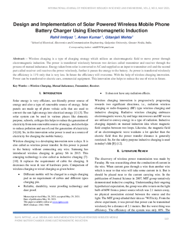 (PDF) Design and Implementation of Solar Powered Wireless Mobile Phone ...
