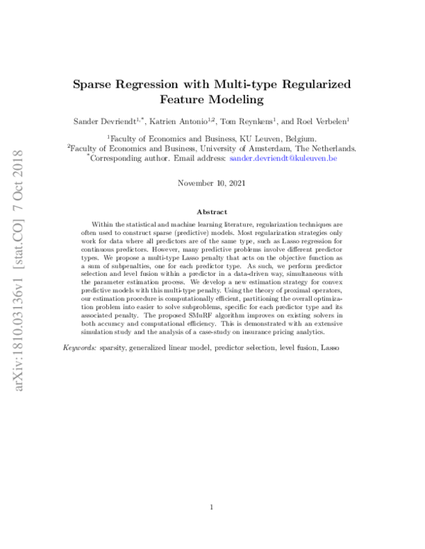 (PDF) Sparse regression with Multi-type Regularized Feature modeling