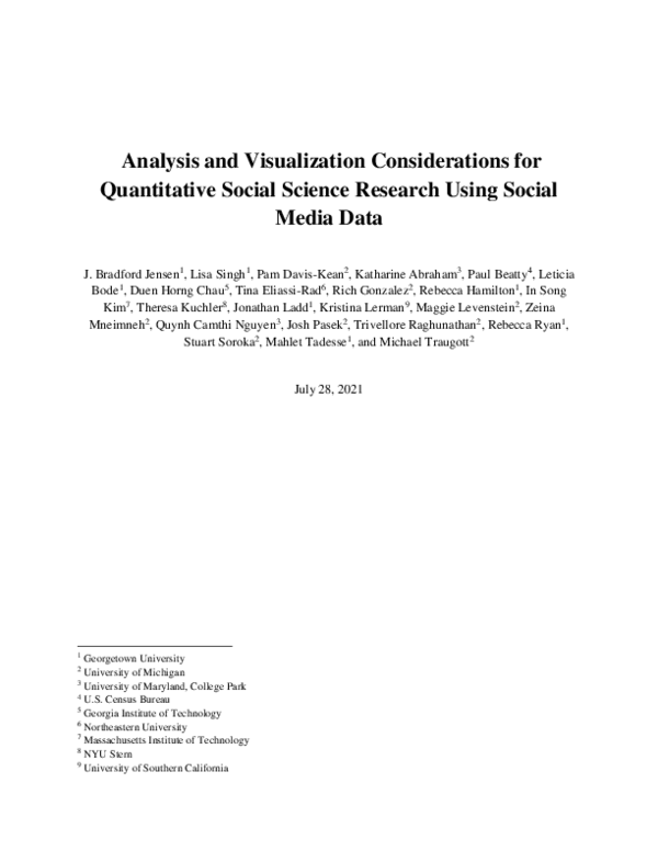 (PDF) Analysis and Visualization Considerations for Quantitative Social ...