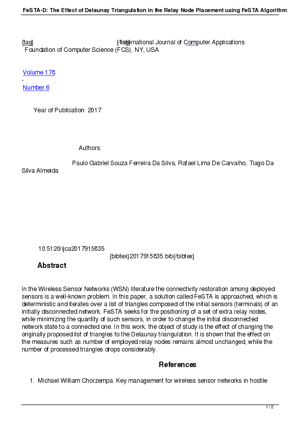 (PDF) FeSTA-D: The Effect of Delaunay Triangulation in the Relay Node Placement using FeSTA ...