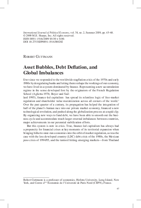 (PDF) Asset Bubbles, Debt Deflation, and Global Imbalances | Robert ...