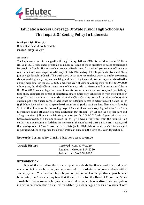(PDF) Education Access Coverage Of State Junior High Schools As The ...