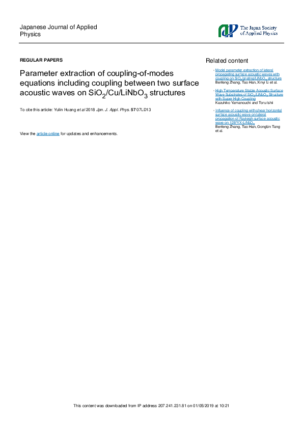 Pdf Parameter Extraction Of Coupling Of Modes Equations Including