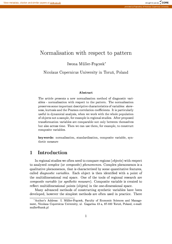 (PDF) Normalisation with respect to pattern