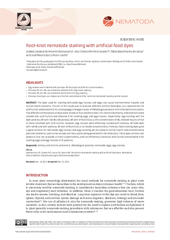 (PDF) Root-knot nematode staining with artificial food dyes