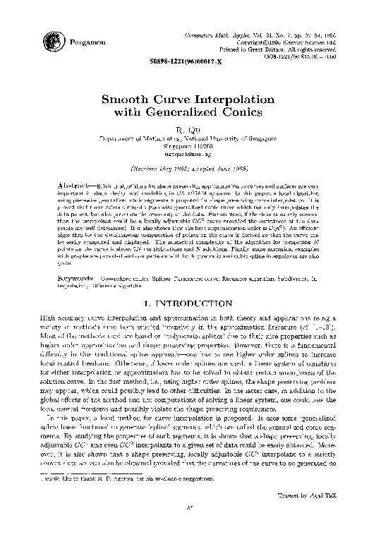 (PDF) Smooth curve interpolation with generalized conics