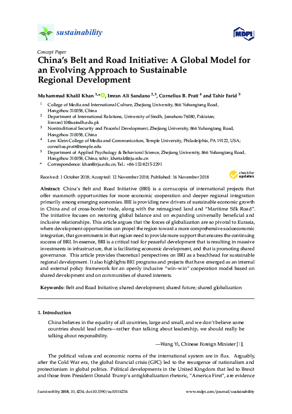 (PDF) China’s Belt and Road Initiative: A Global Model for an Evolving ...