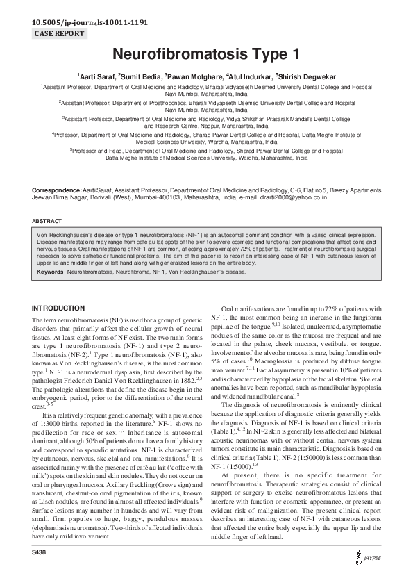 (PDF) Neurofibromatosis Type 1